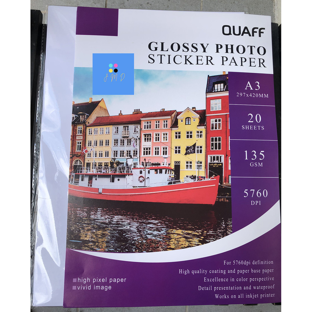A3 Size QUAFF Photo Sticker Paper 135gsm ( 20 pcs/pack ) | Shopee ...