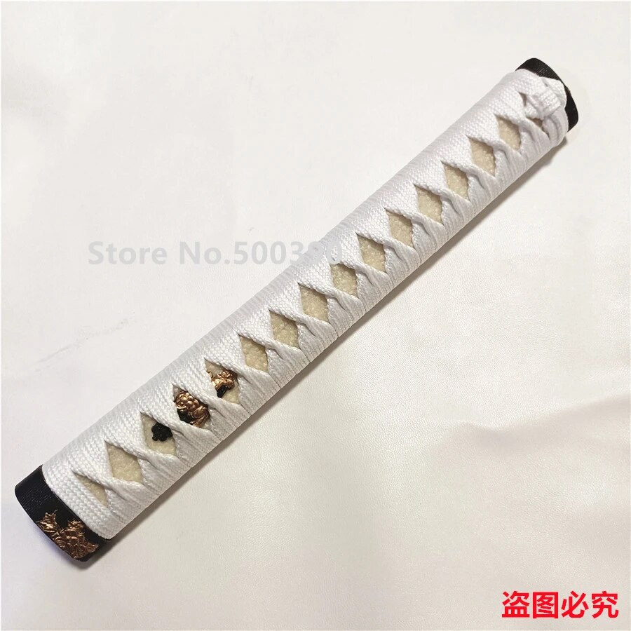 ~26CM Handle Tsuka Japanese White Ito Real Rayskin Alloy Menuki Fuchi ...