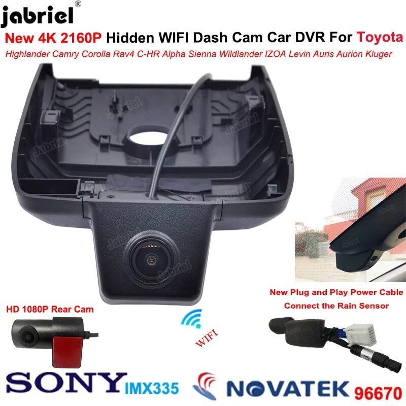 New Wifi 4K Car DVR for Toyota Highlander Camry Rav4 CHR Corolla IZOA ...