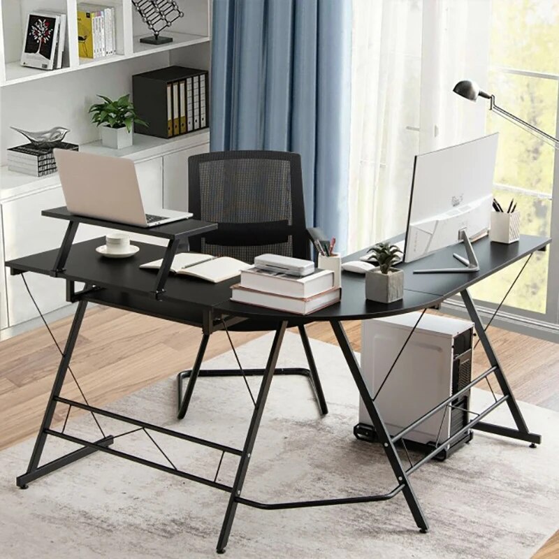 44X L Shaped Computer Desk Home Office Workstation with Movable Monitor ...