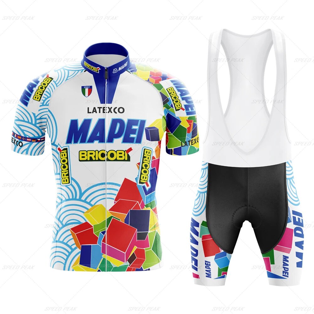 ☝MAPEI Block Retro Cycling Jersey Set Classical Bicycle Suit Bike ...