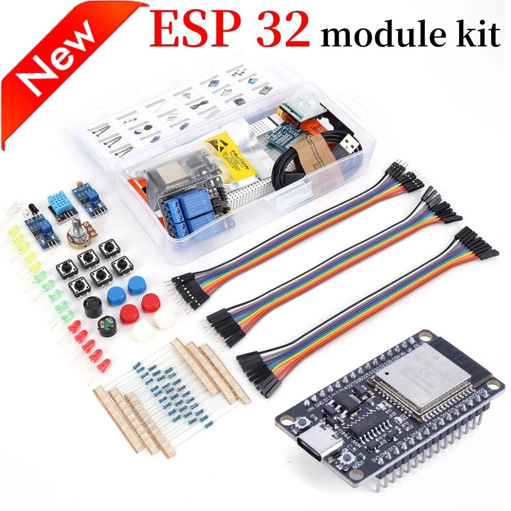 ☁DIY Starter Kit for ESP32 ESP-32S WIFI with Storage Box Learning Basic Starter Kit 0.96 Inch ...