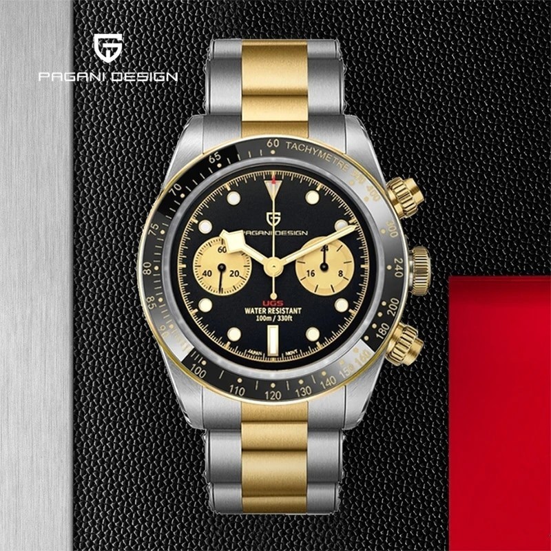 PAGANI DESIGN Men's Analog Quartz Watch BB Chronograph Vintage Panda ...