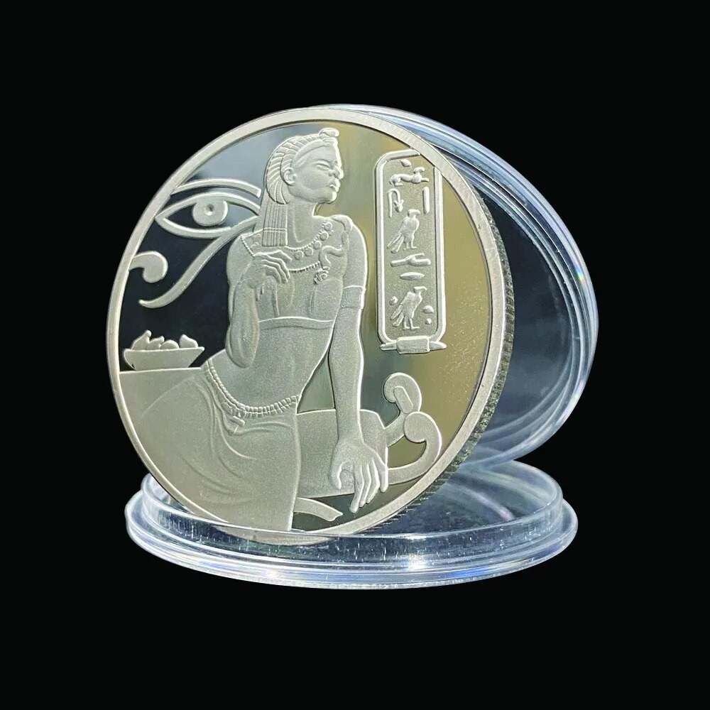 Ancient Egyptian Goddess Isis Commemorative Coin Silver Plated Pyramid ...