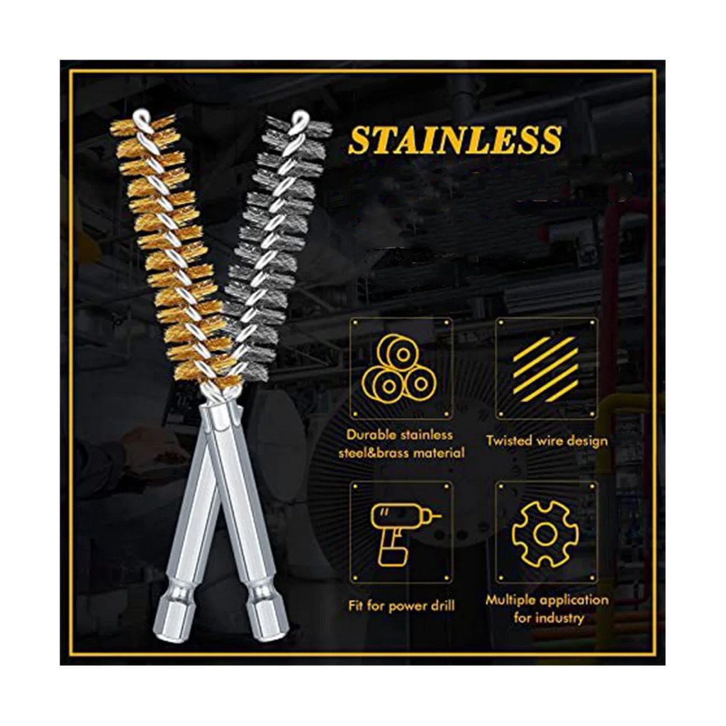 78i 12PCS Steel Bore Wire Brush Twisted Wire Stainless Steel Cleaning ...