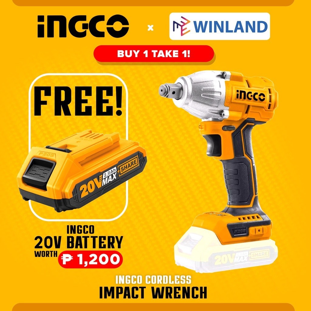 Ingco by Winland P20S 20V Brushless Cordless Impact Wrench Lithium-Ion ...