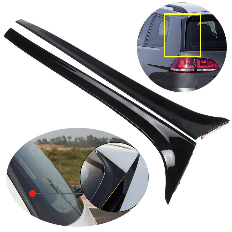 ABS Carbon Fiber Glossy Black Trunk Side Wing Flap Car Spoiler For VW ...