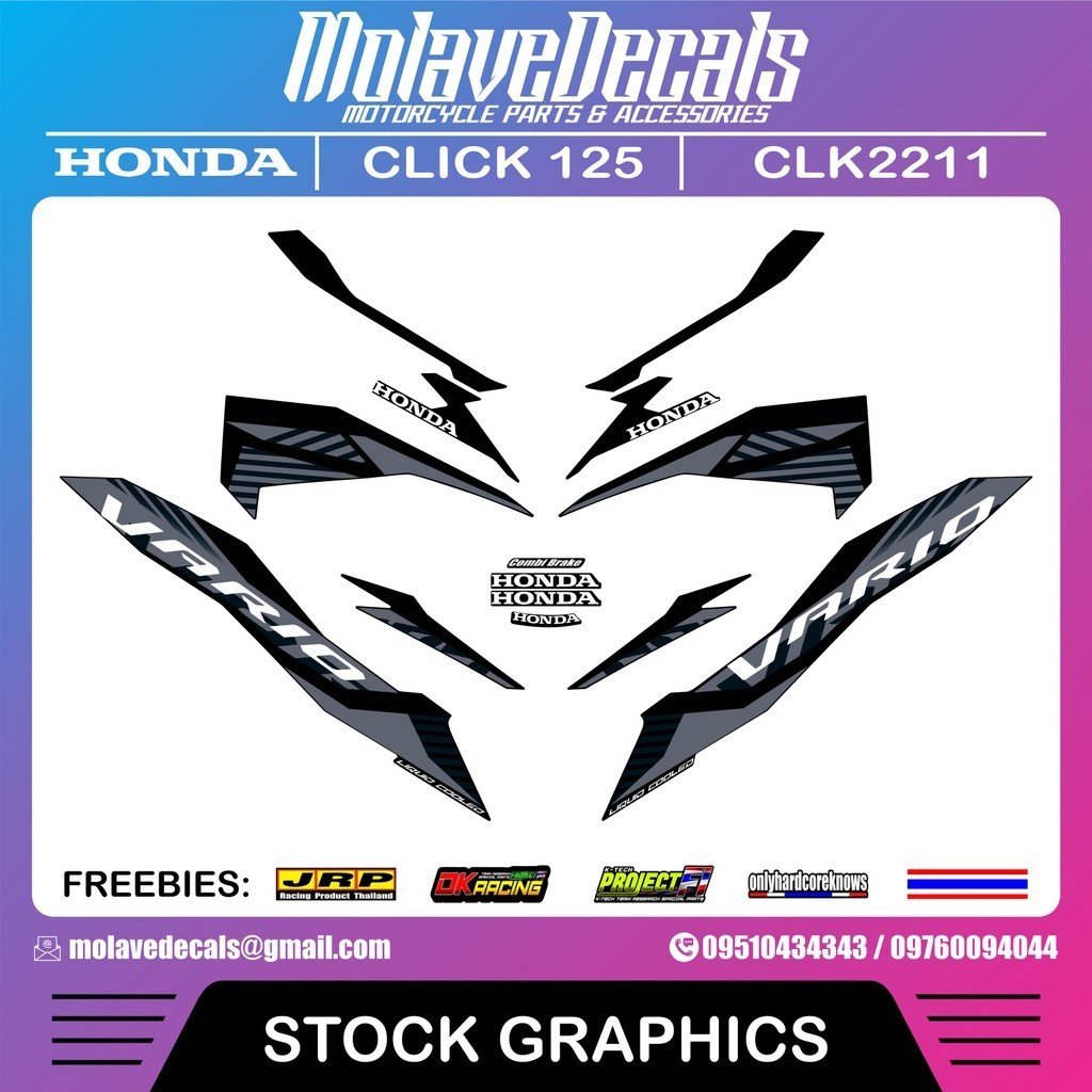 Honda Click 125 v3 2022 Stock Decals Black CLK2211 | Shopee Philippines