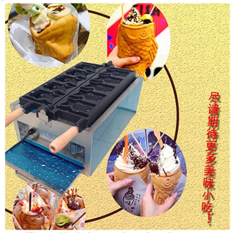 Open mouth korean taiyaki fish cake waffle maker ice cream machine ZF ...
