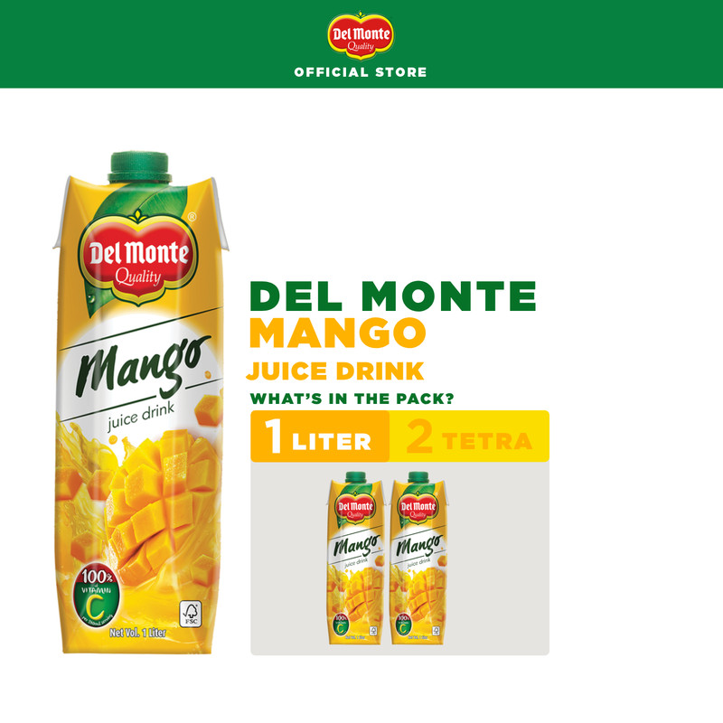 DEL MONTE Mango Juice Drink with All-natural Sweetness - 1L Tetra x2 ...