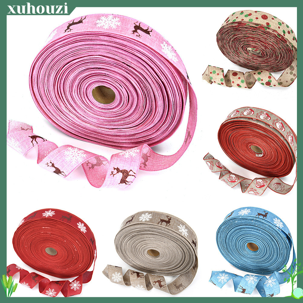 （XUHOUZI）Christmas Gift Package Ribbon Santa Elk Snowflake Print Home ...