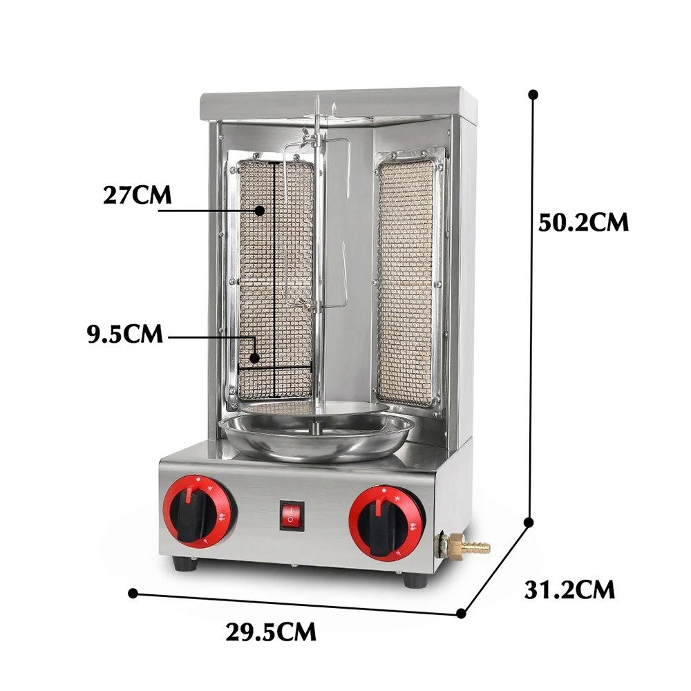 Gas Shawarma Grill Vertical LPG BBQ Grill Auto Rotating Kebab Roast ...