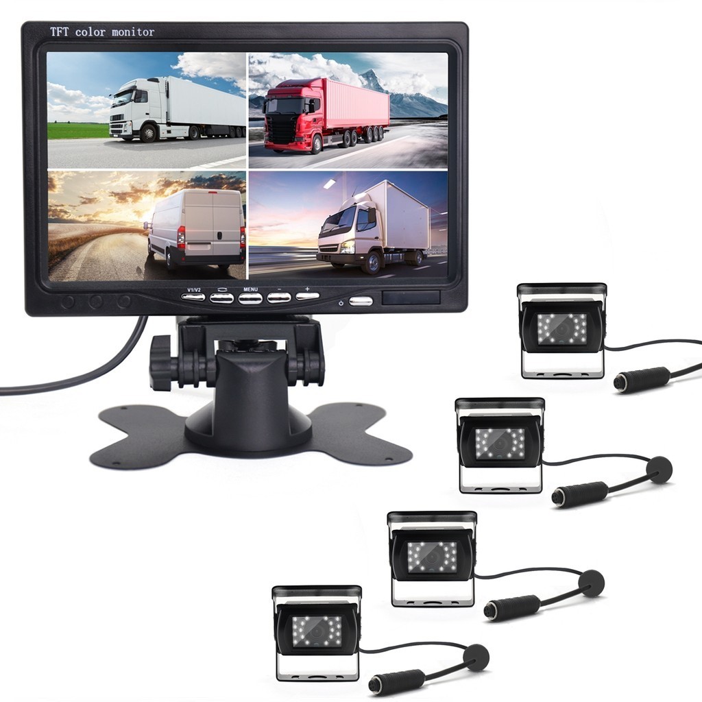 4 channel screen Rear View Display Heavy Duty Truck Vehicle TFT LCD 7 ...
