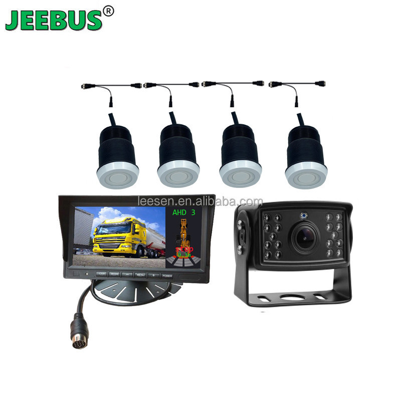 Excavator Ultrasonic Digital Blind Spot Detection Parking Sensor 4sensors With 1080p Reverse