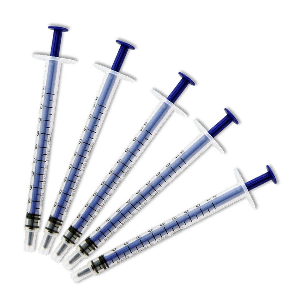 5pcs 1ml Plastic Disposable Injector Syringe For Refilling Measuring ...