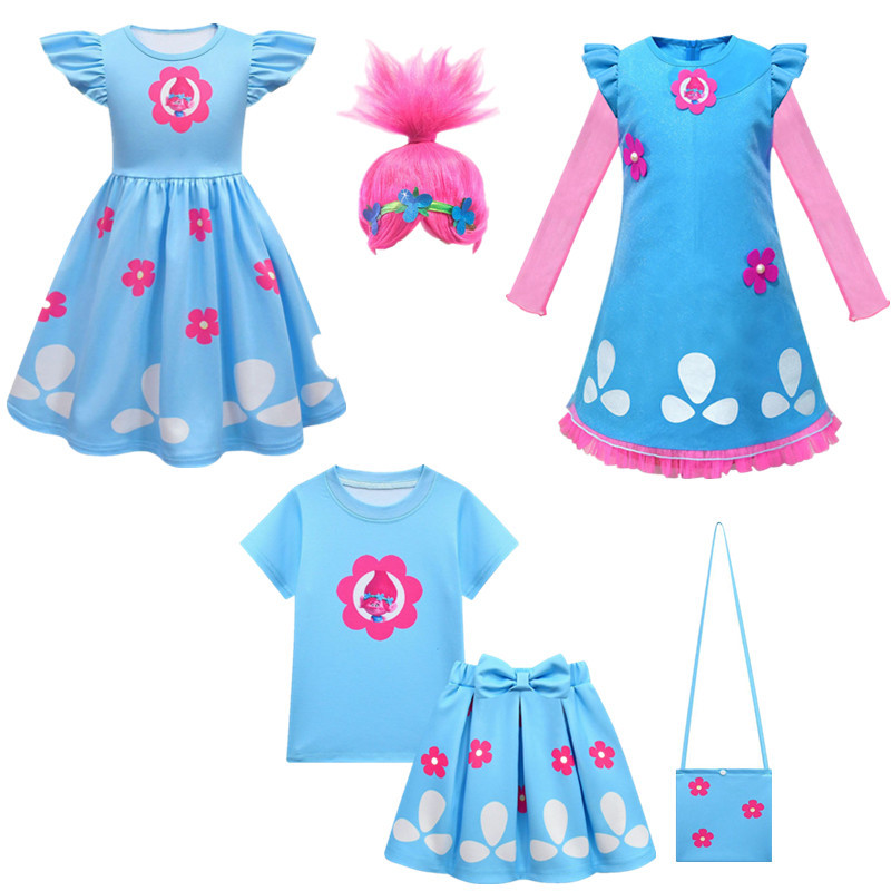 Trolls 2 Kids Dresses For Girls Princess Costume Kids Cosplay trolls ...