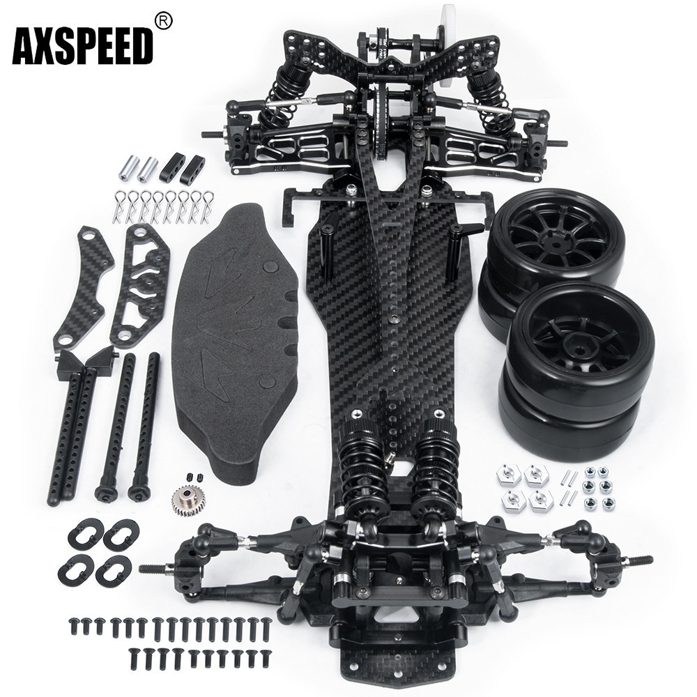 AXSPEED Alloy & CF Chassis Frame Wheel Rims Shock Absorbers Kit For 1/10 RWD MR Drift Sakura D5S ...