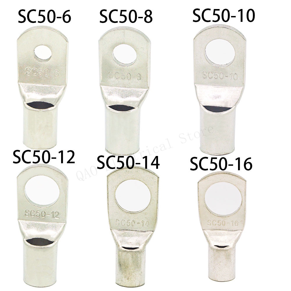 10PCS/5PCS SC50-6 50-8 50-10 50-12 Copper Cable Lug Kit Bolt Hole ...