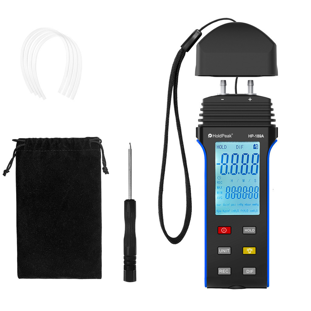 HP-189A Digital Manometer Dual-Port Manometer Gas Pressure Tester LCD ...