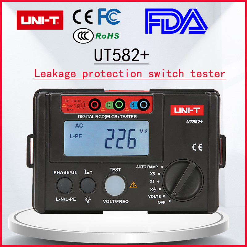 UNI-T UT582+ Digital RCD (ELCB) Tester AUTO RAMP Leakage Circuit ...