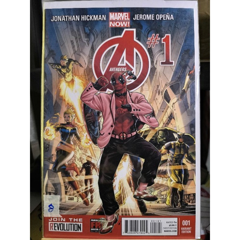 Marvel Comics Avengers #1 Deadpool Gangnam Variant Cover Hickman Opena ...