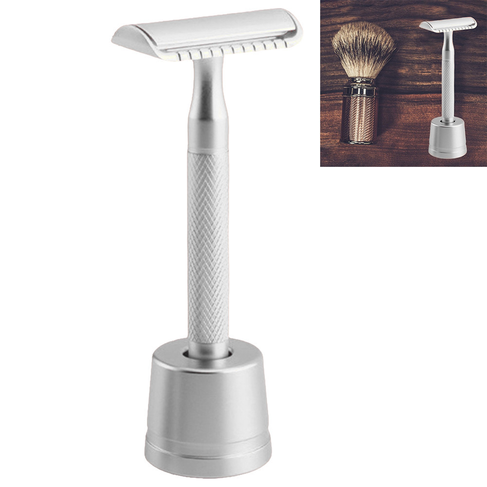 Double Edge Classic Safety Razor Adjustable Face Beard Shaver with Base ...