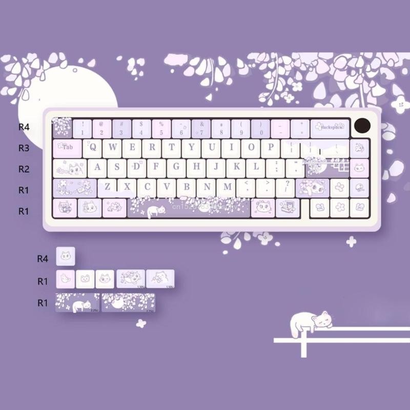 ~74 Keys Animal Theme PBT 5 Sided DYE-SUB Keycap MDA Key Caps for ...