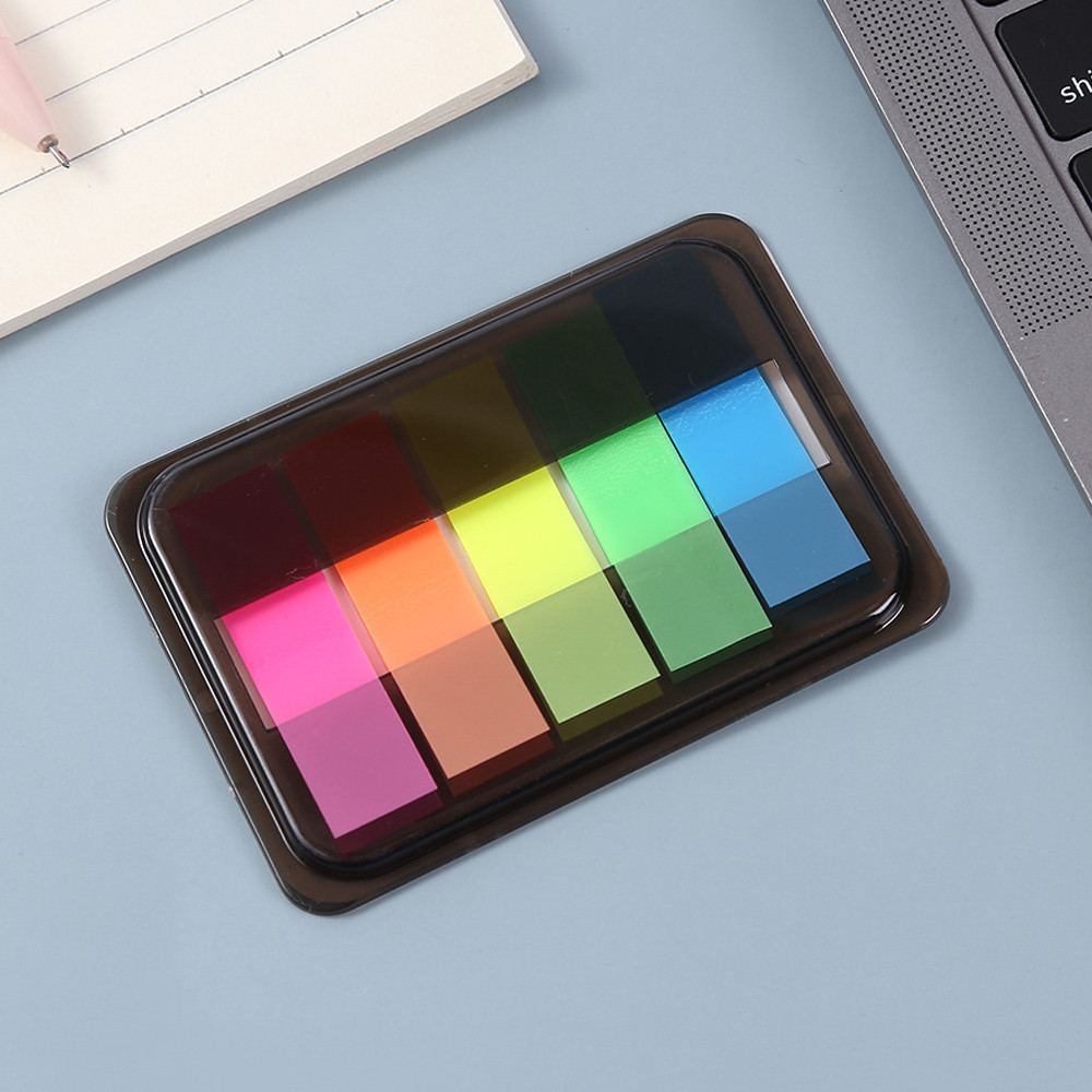 ☄100 Sheets translucent Rainbow Index Memo Pad It Sticky Notepads Paper ...