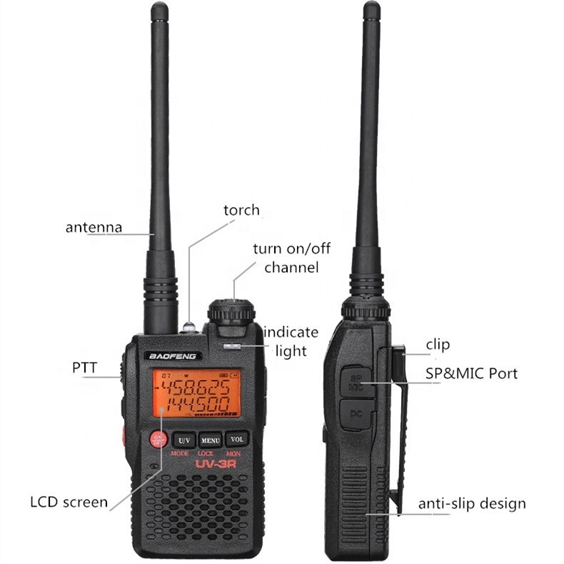 FM dual band small mini thin Baofeng UV-3R walkie talkie BF 3R two way ...