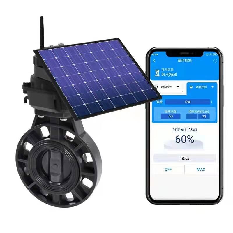 GSM/LORA protocol solar panel irrigation with butterfly valve ...