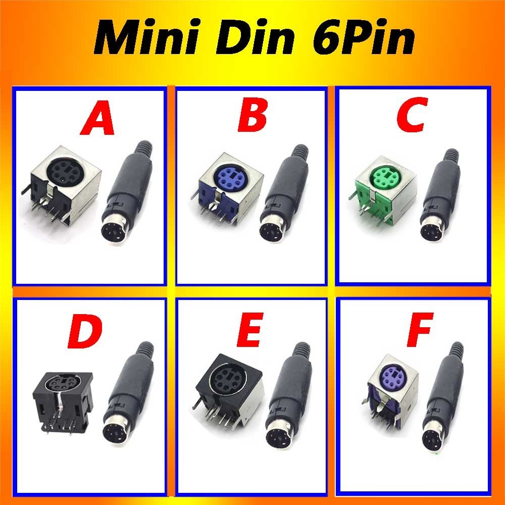 -1-10sets Mini Din 6Pin Female+Male Din Sockets MD-SM Shield Right ...