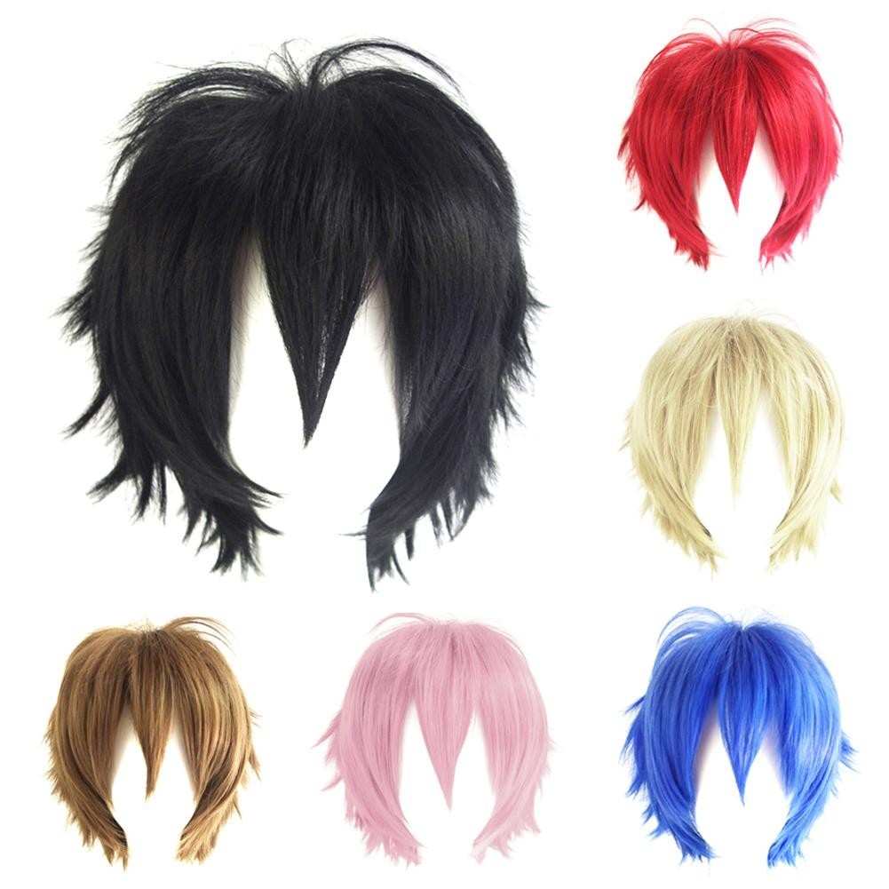 ☏Unisex Synthetic Wig Adjustable Short Spiky Layered Hair Synthetic ...