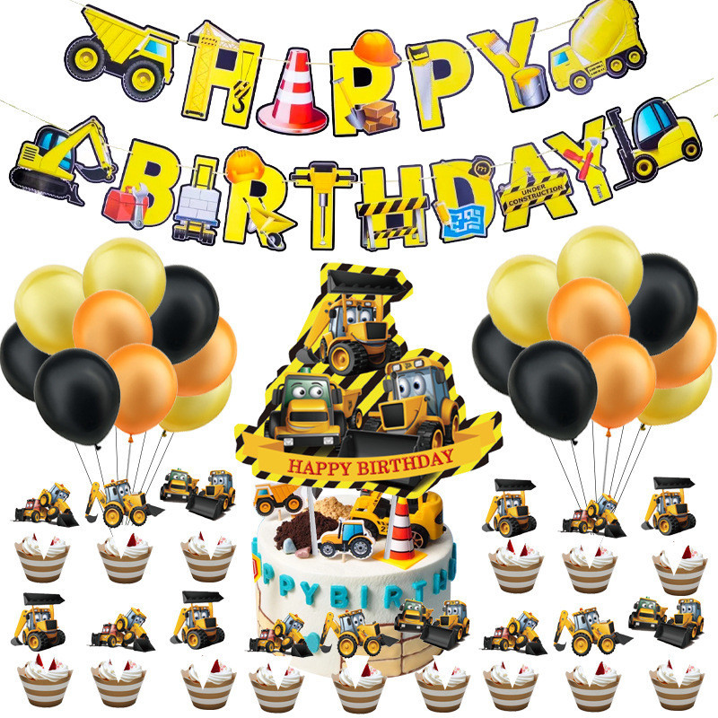 ღ1Set Excavator Vehicle Cupcake Topper Construction Tractor Cake Topper ...