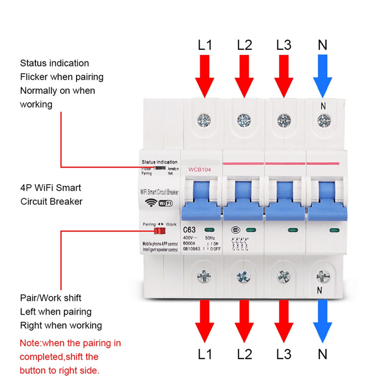 ☆Three Phase 4P 380V 63A Tuya Smart WiFi Circuit Breaker Industrial ...