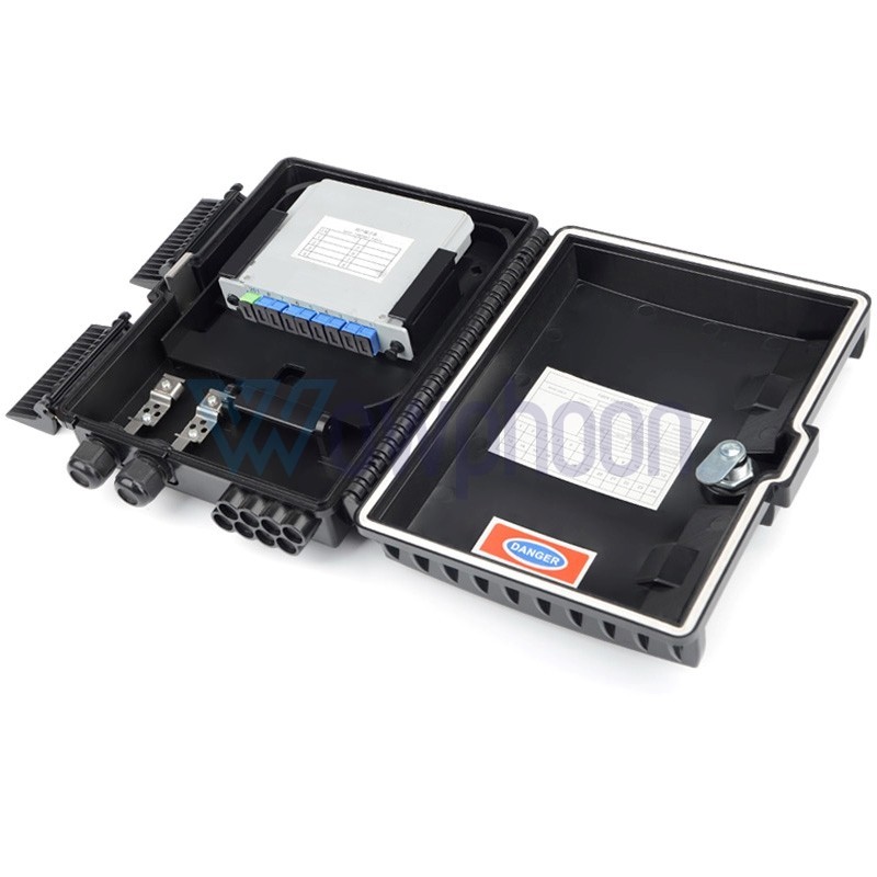 ~Fiber optic box for splitter, 8 Port, 12 core, outdoor fiber distribution, IP65, FTTH, customiz ...