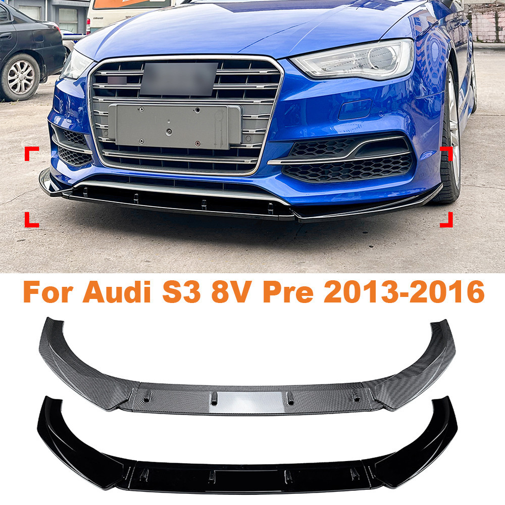 ⋛For Audi S3 8V Pre 2013-2016 Car Front Bumper Lip Body Kit Spoiler ...