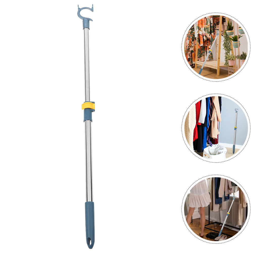 ♦Long Reach Pole Ceiling Hook Closet Reacher Stainless Steel Telescopic ...
