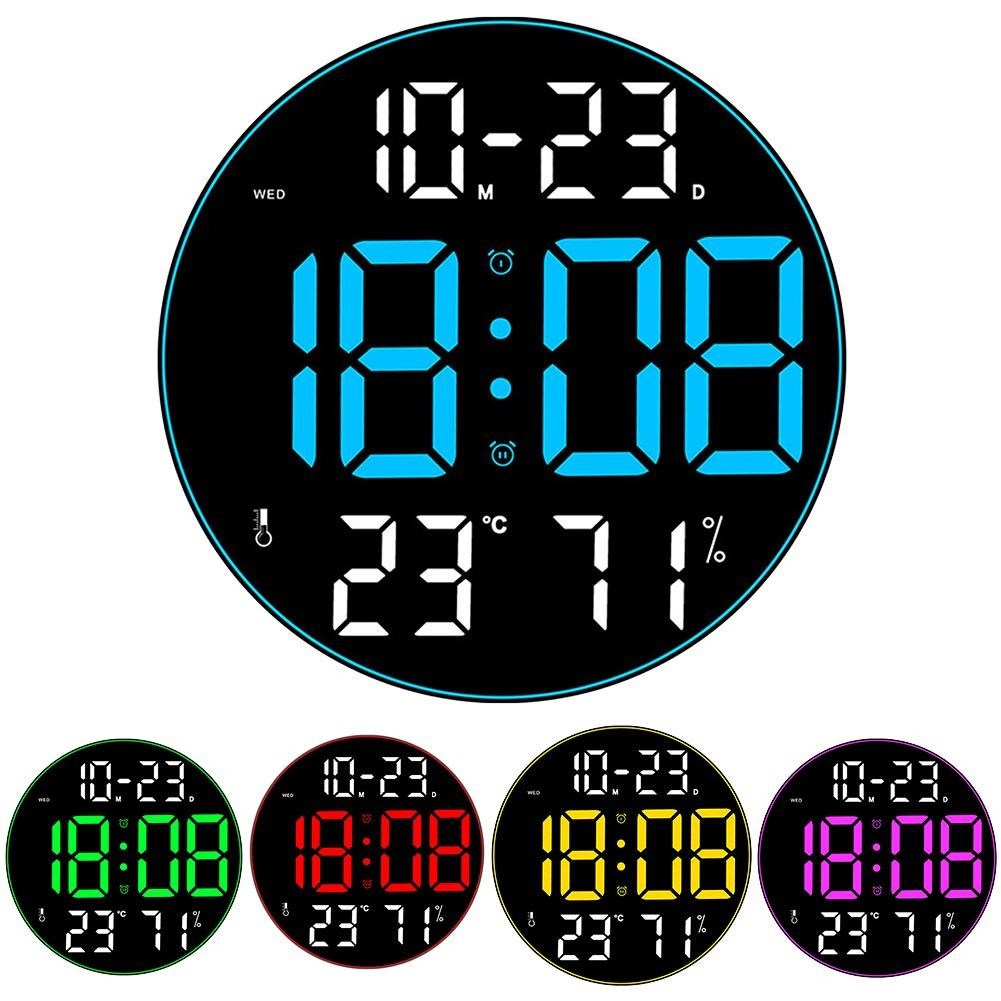 ️Digital Alarm Clock Time Date Week Temperature Display Wall-mounted ...