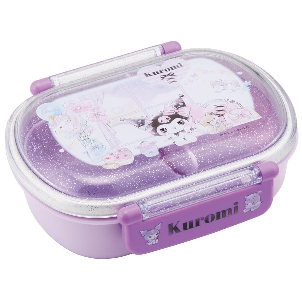 Skater Lunch Box for Children, 1 Tier, 360ml, Fluffy Dome Shape, Kuromi Sanrio, Antibacterial ...