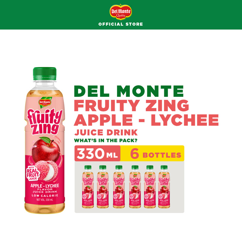 DEL MONTE Fruity Zing Apple-Lychee Flavor Juice Drink 330ml x 6 ...