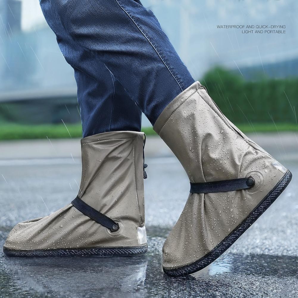 1 Pair Rain Shoe Covers Waterproof Wear Resistant Zipper Closure Non ...