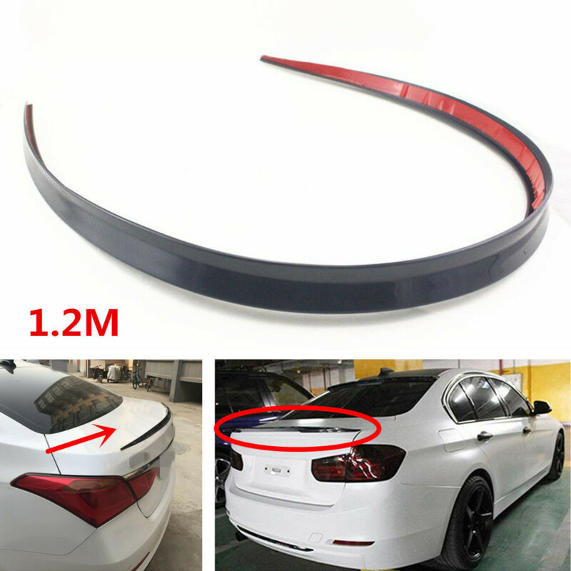 ⊹Universal 1.2M Black PU Flexible Soft Car Rear Roof Trunk Spoiler Rear ...