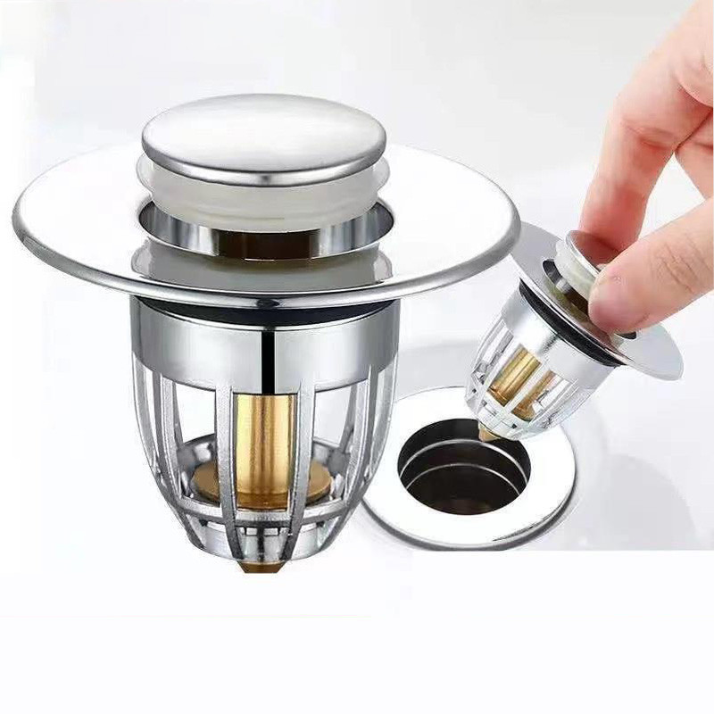 Press Bounce Basin Pop-up Drain Filter Bathroom Sink Plug Stopper Wash ...