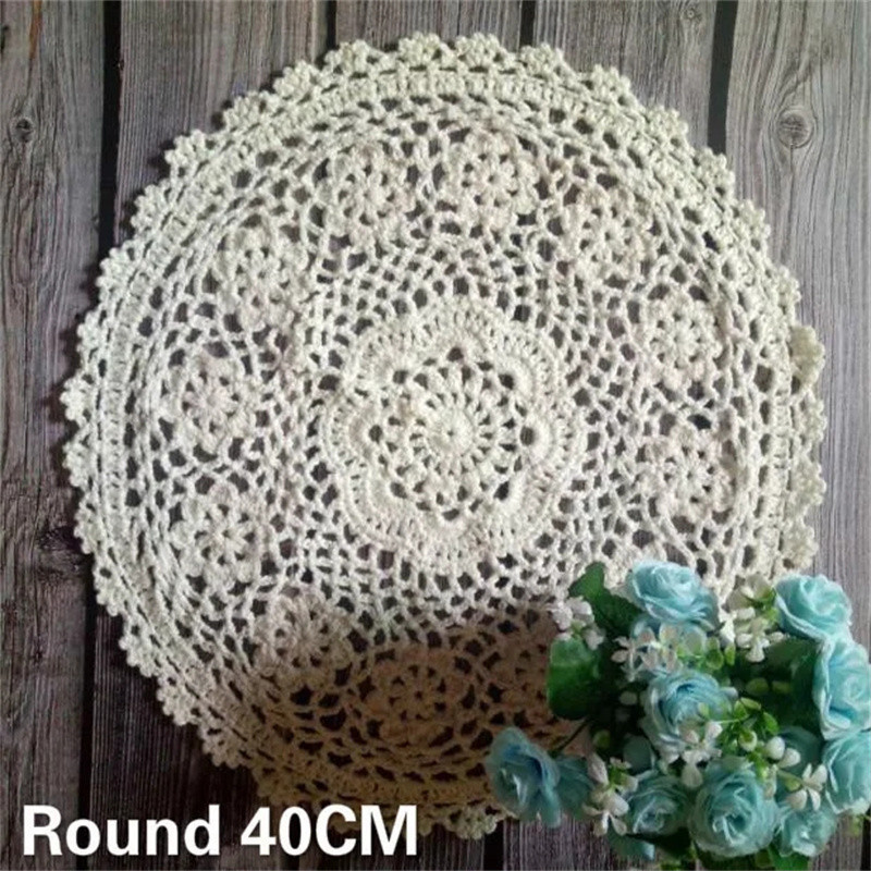 New Crochet Table Placemat Insulation Food Pad Cotton Lace Flowers ...