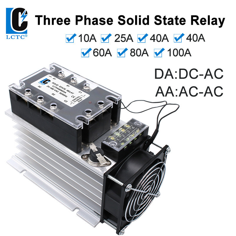 LCTC Three phase Solid State Relay 380V DC control AC 3-phase SSR 10A 25A 40A 60A 80A 100A AC ...