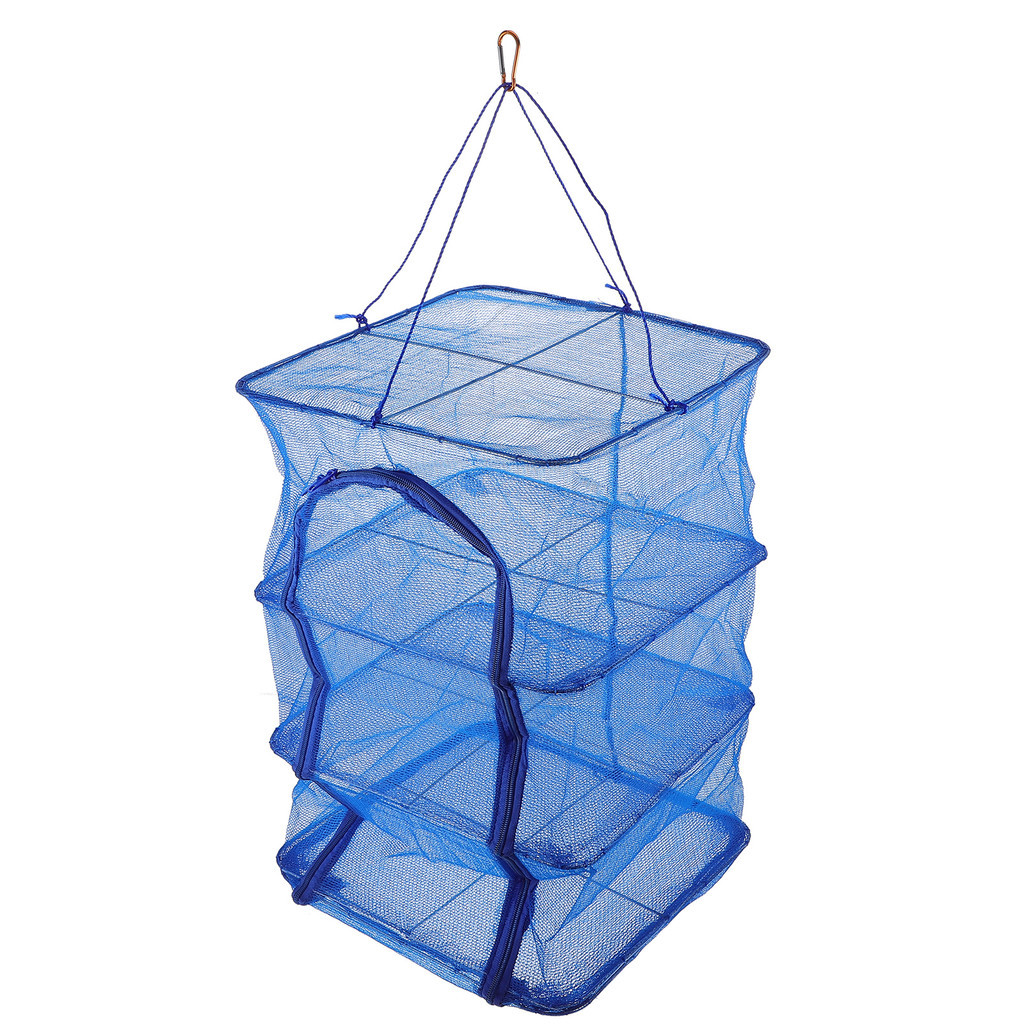 Foldable Fish Cage Hanging Drying Net Rack Folding Clothes Mesh ...