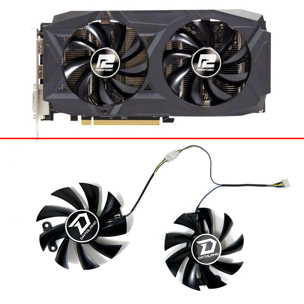 ≈NEW 2PCS Cooling Fan PLA09215B12H 85MM 4PIN For Powercolor RX 580 Red ...