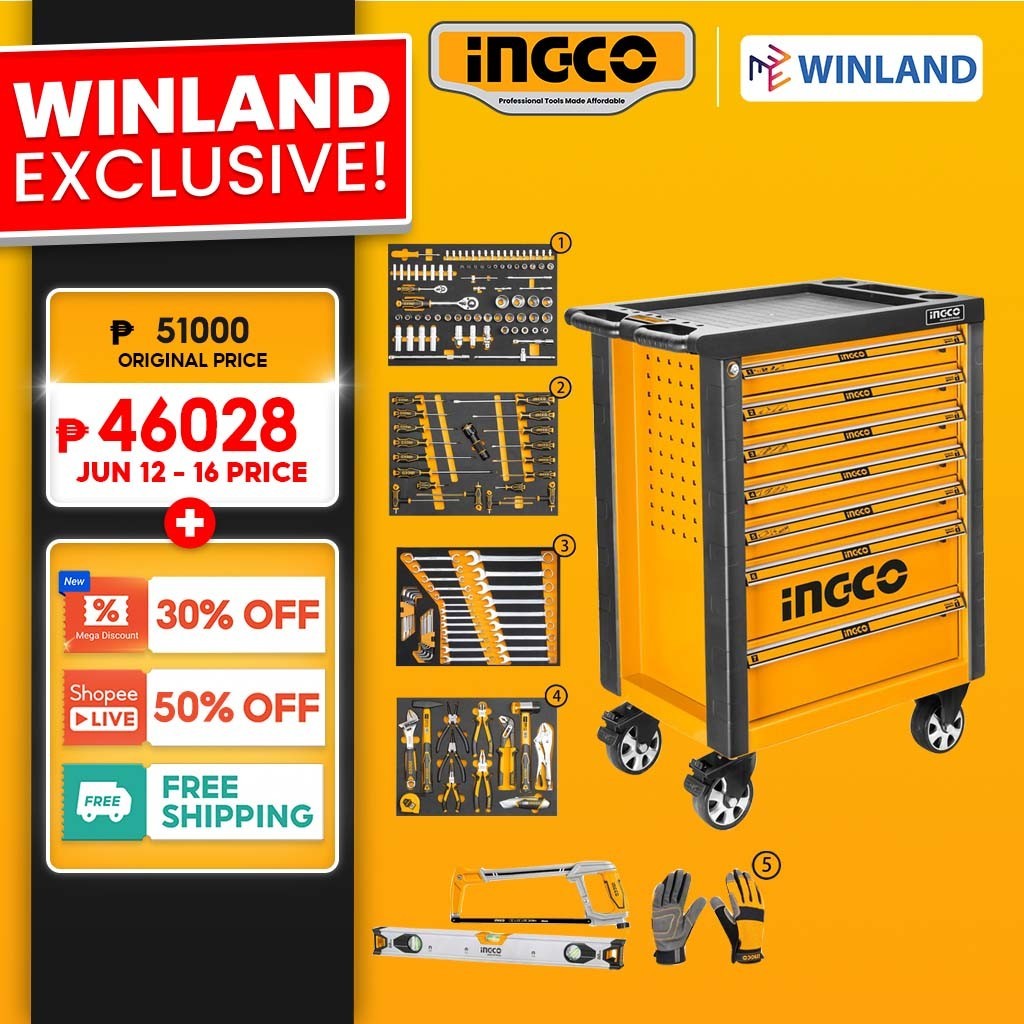 Ingco by Winland Industrial (162pcs Tool Chest Set) Roller Cabinet /w ...
