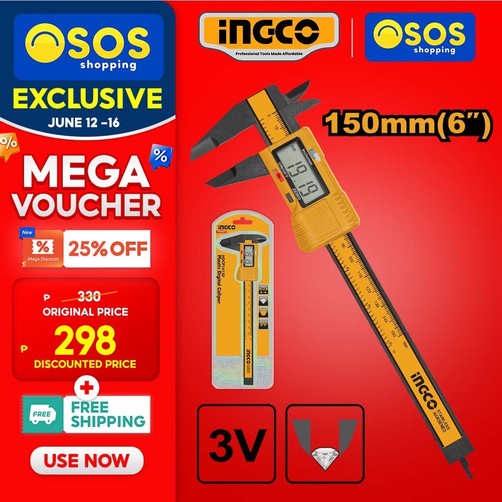 Ingco Original Plastic Digital Caliper 150mm HDCP16150 •OSOS• | Shopee ...
