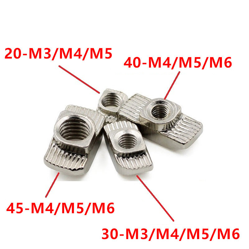 ☏50pcs T Nuts M3 M4 M5 M6 M8 Hammer Head Fasten Nuts Carbon steel ...